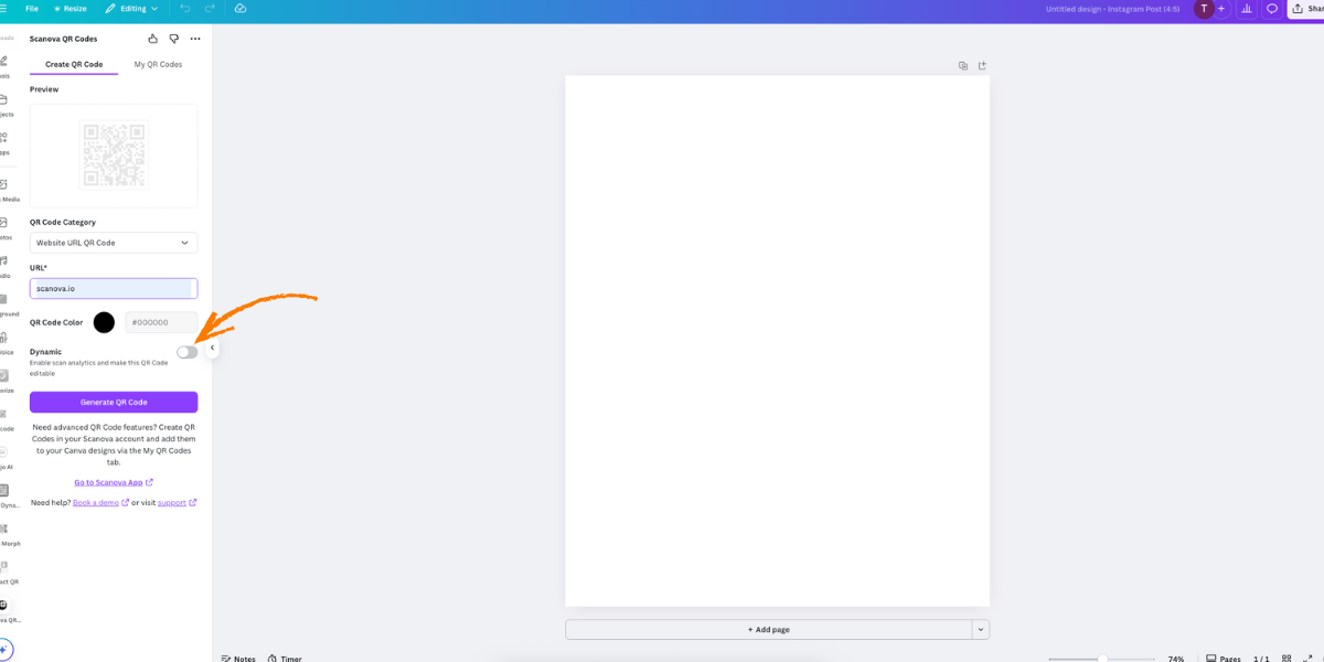 Make QR Codes using Scanova app on Canva: The Best Guide
